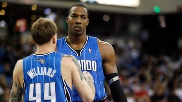 Mit den Magic in Berlin: Jason Williams und Dwight Howard.